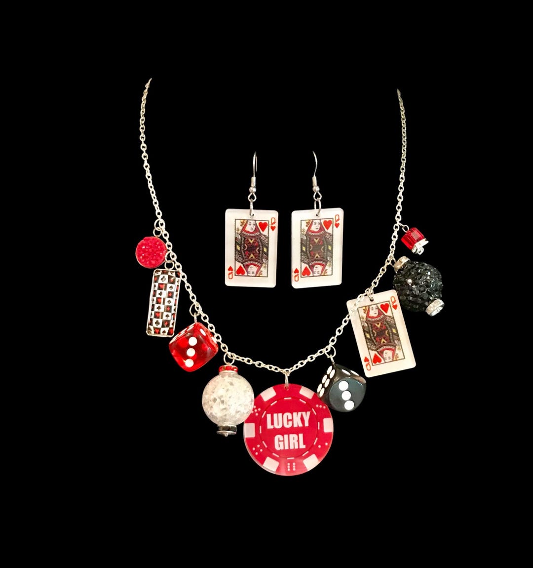 Poker Charm Necklace: Vegas Casino Jewelry Set - Etsy