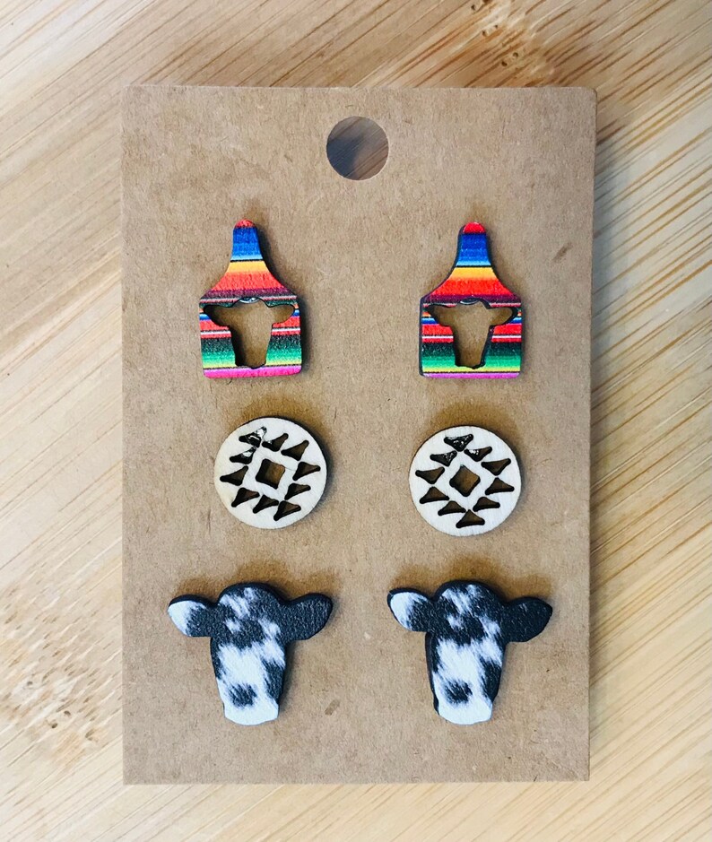 Western Trio Stud Set Rodeo Jewelry Western Earrings - Etsy