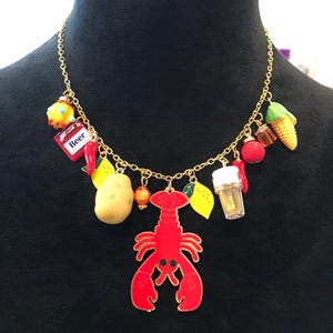 Crawfish Charm Necklace & Sterling Silver Earrings: Louisiana Mardi ...
