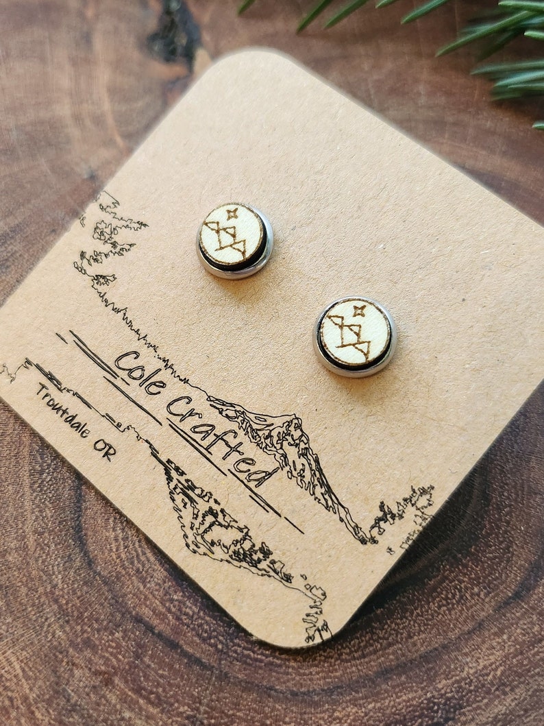 3 Mountain Landscape Wood Stud Earrings - Etsy