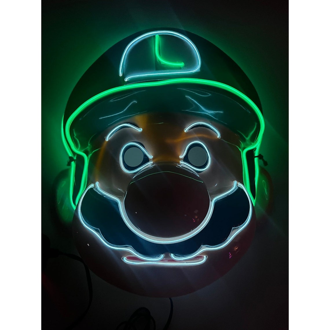 Luigi LED El Wire Light up Mask - Etsy