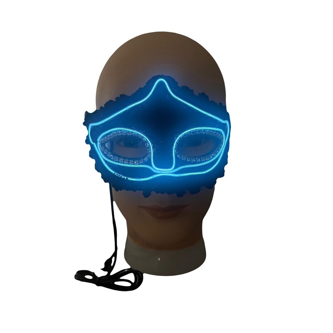 LED EL Wire Masquerade Mask Black in Color, Lights up White - Etsy