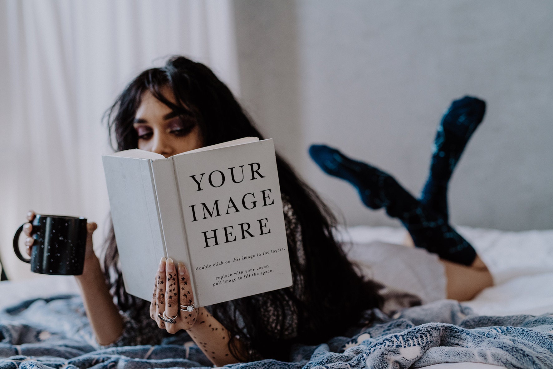 Dark Template 1097 : Photoshop Book Cover Mockup Flatlay Template - Etsy