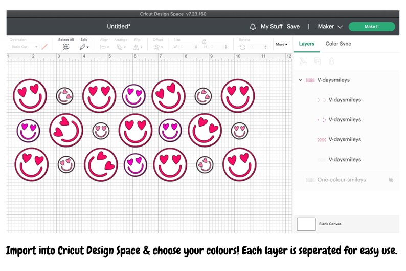 Smiley Heart Eyes Full Wrap Can Glass SVG for Cricut | 16oz Libbey Glass Wrap | Valentine's Day ...