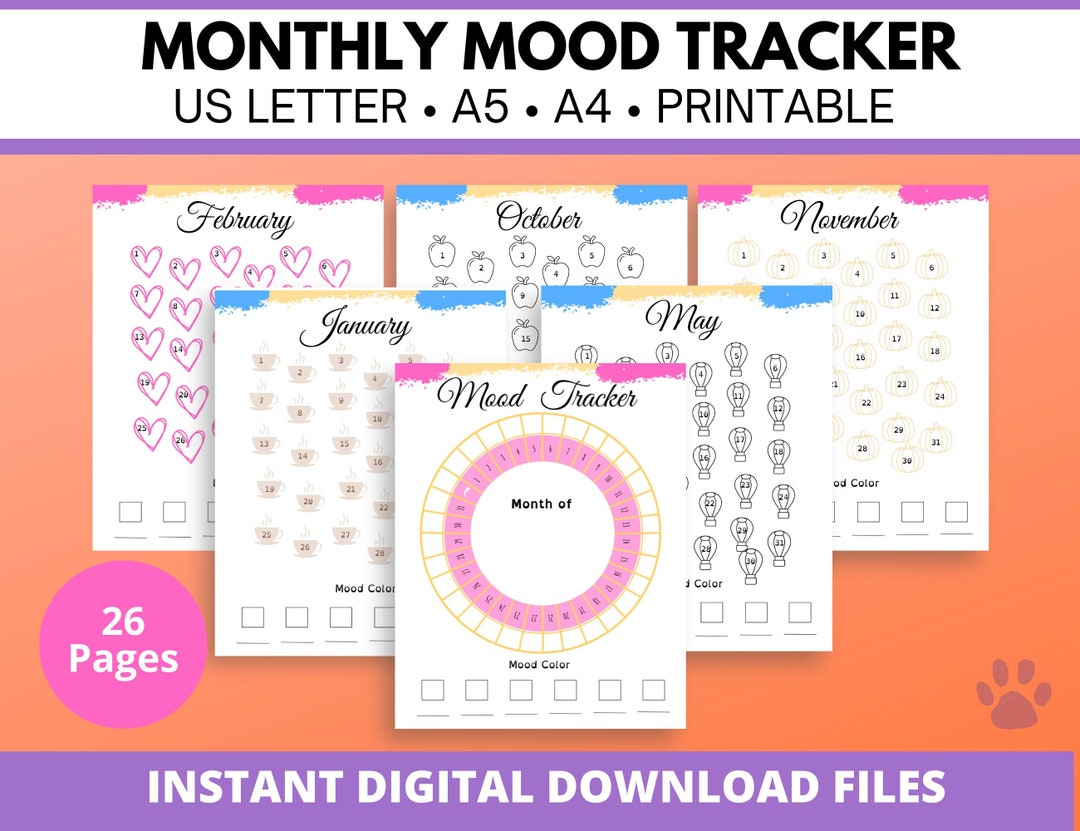 Monthly Mood Tracker - Letter - A4 - A5 - Etsy