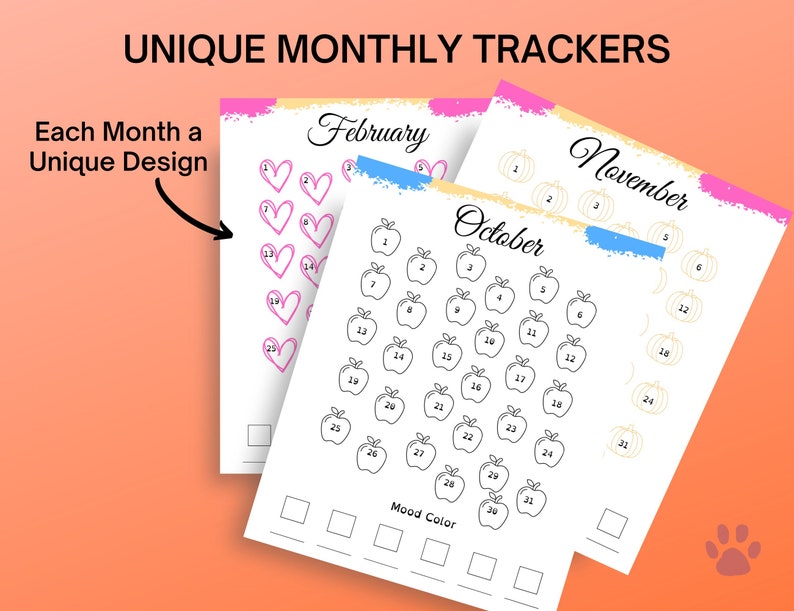 Monthly Mood Tracker Letter A4 A5 - Etsy