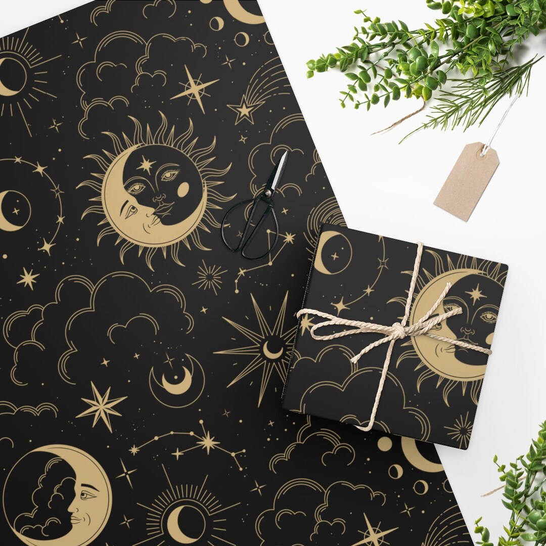24 X 36 Celestial Wrapping Paper Sun and Moon - Etsy