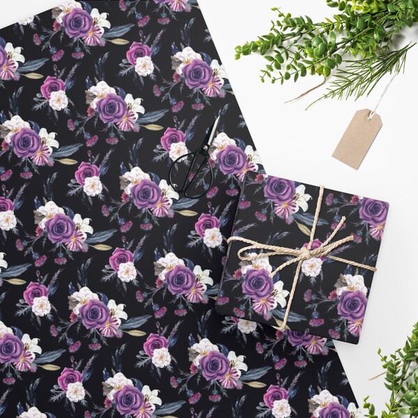 Purple and Black Wrapping Paper - Etsy