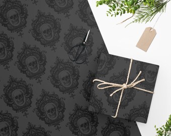 Goth Skull Wrapping Paper Modern Goth Wrapping Paper Spooky - Etsy