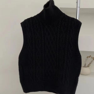 Knitted Vest for Women-turtleneck Sleeveless Sweatersweater - Etsy