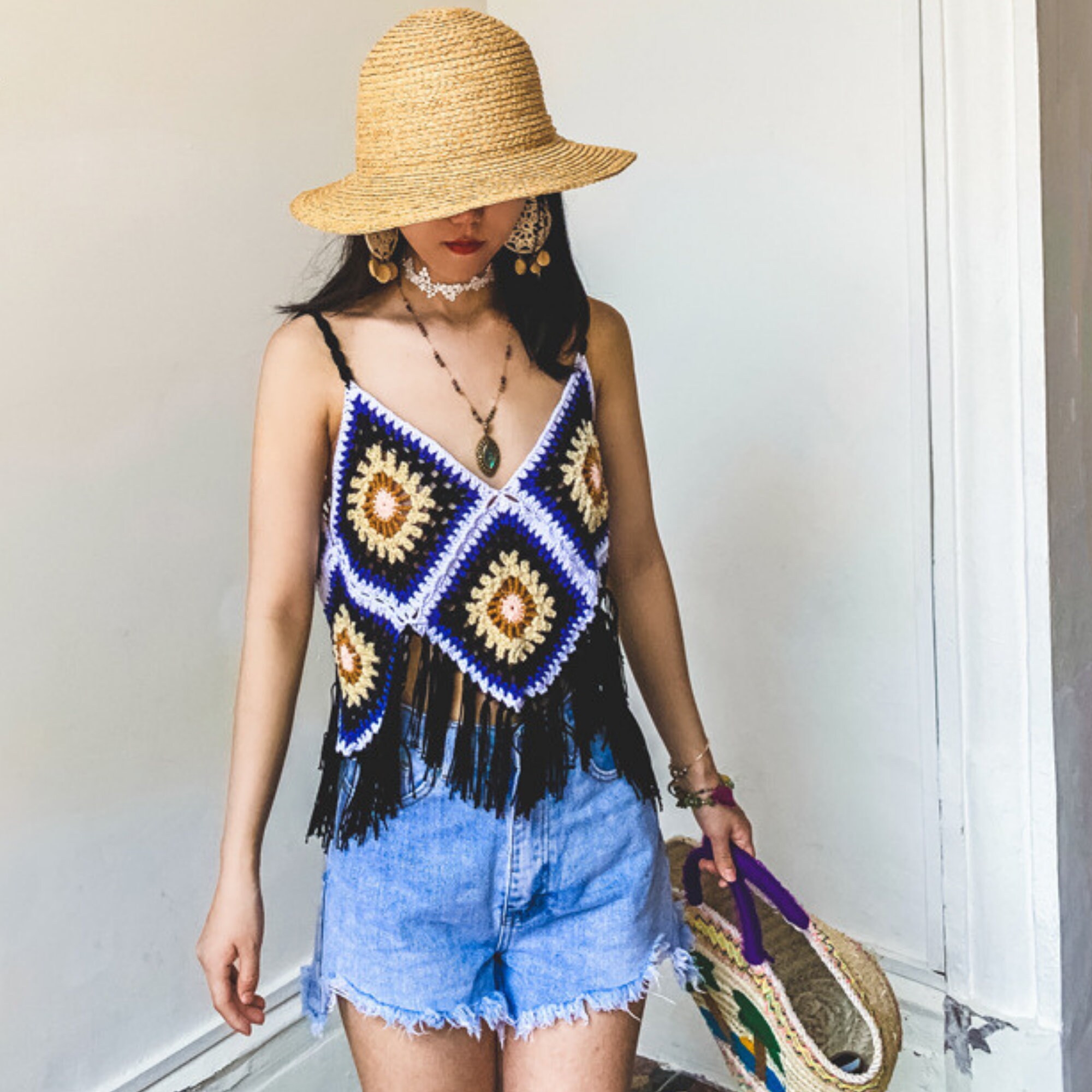 Colorful Women's Crochet Knitted Top-spring and Autumn - Etsy