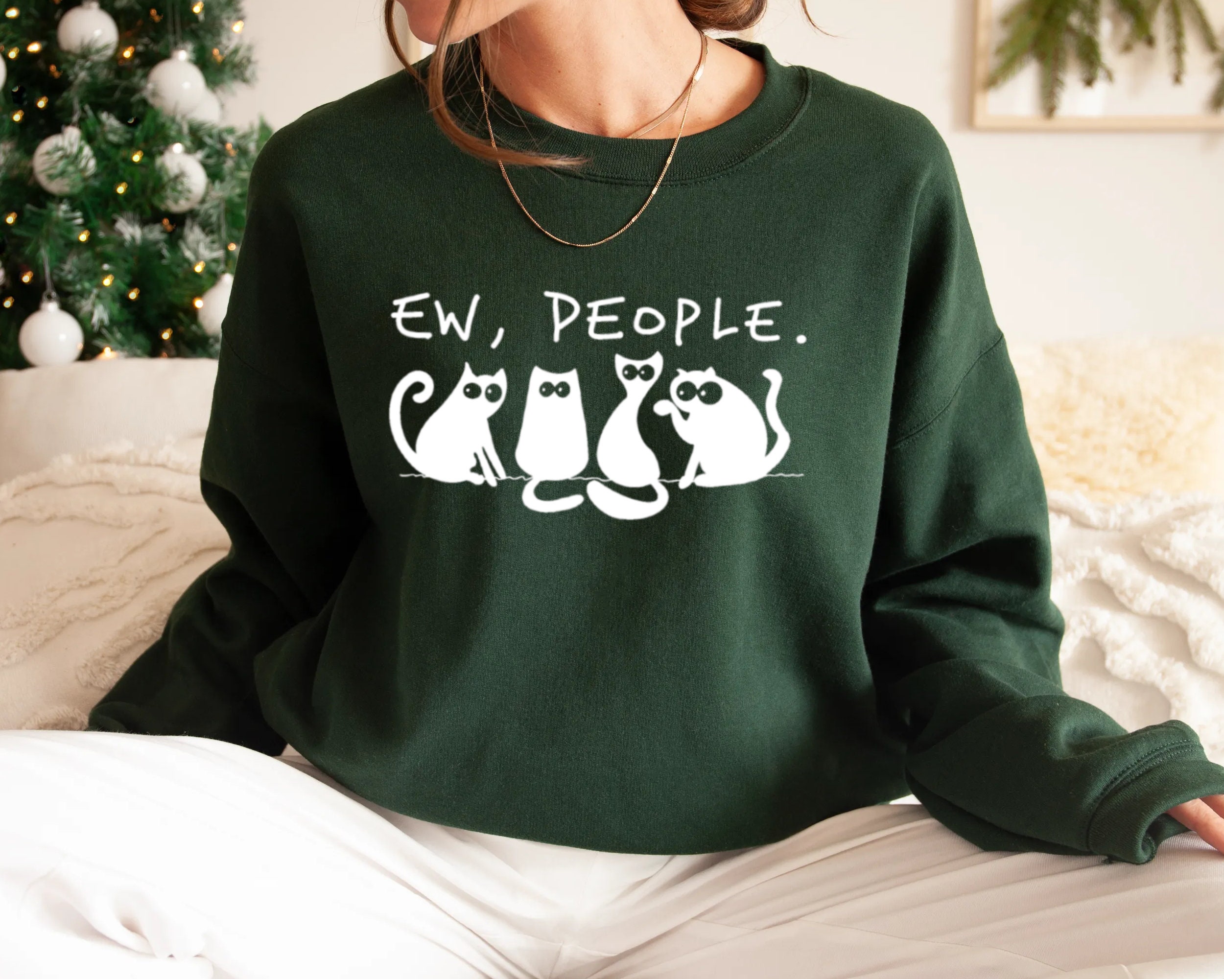 Cats Ew People Sweatshirt, Funny Black Cat Shirt, Cat Lover, Cat Mom ...