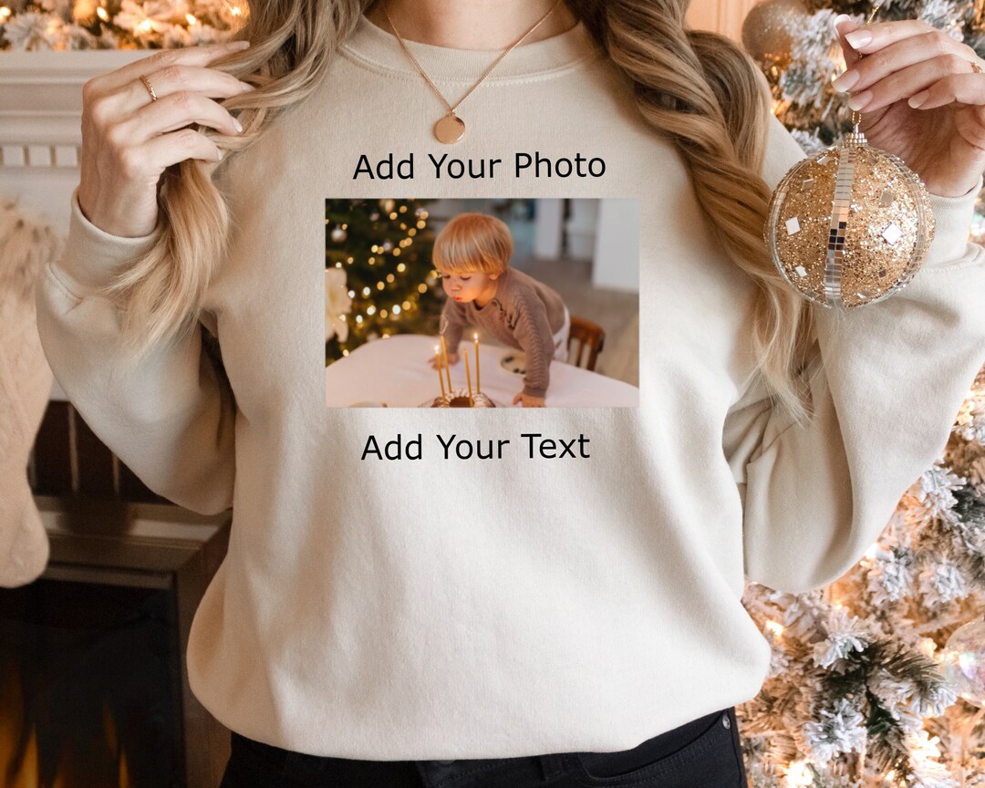 Personalized Sweatshirt, Custom Photo Sweat, Your Text, Customize Photo ...