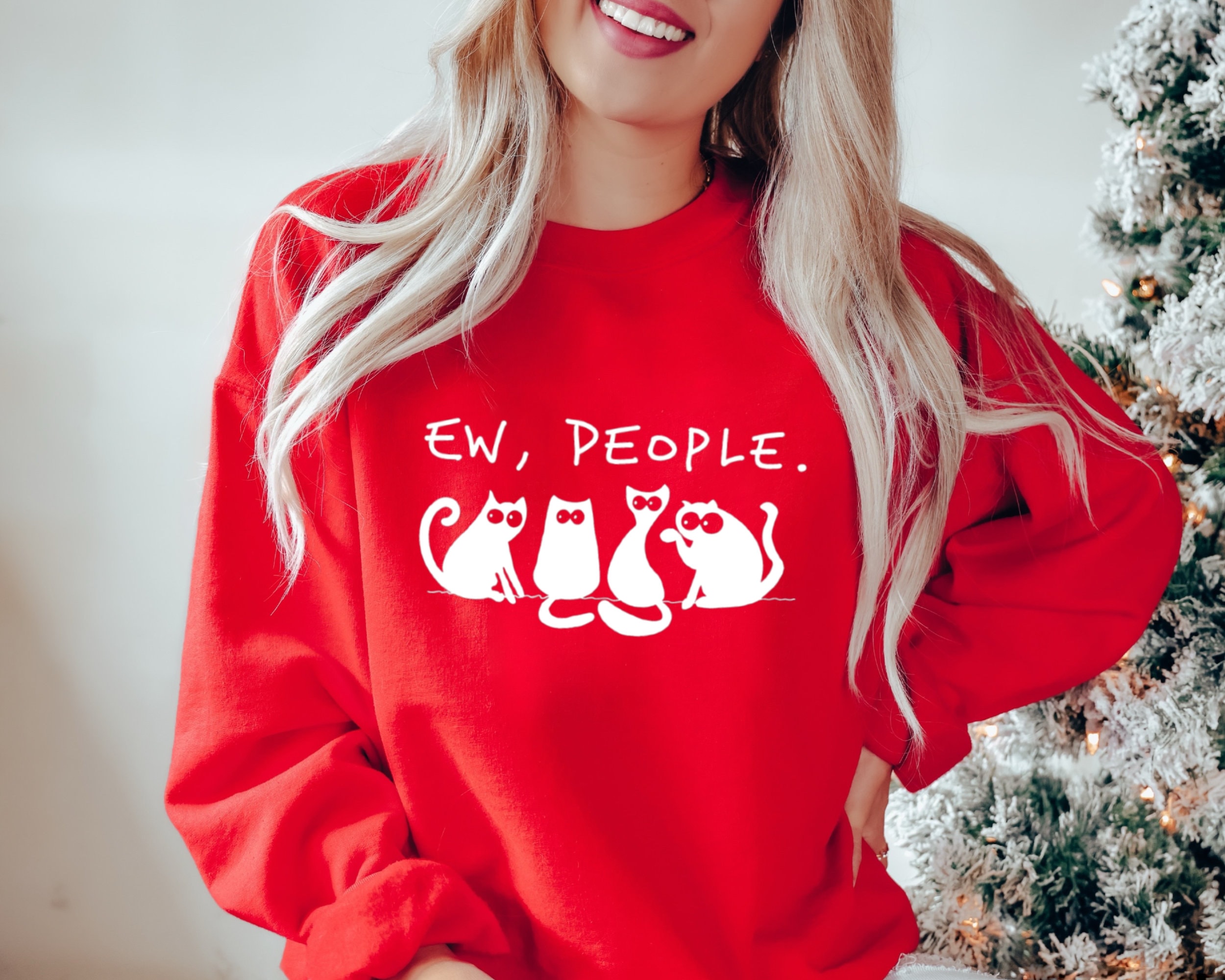 Cats Ew People Sweatshirt, Funny Black Cat Shirt, Cat Lover, Cat Mom ...