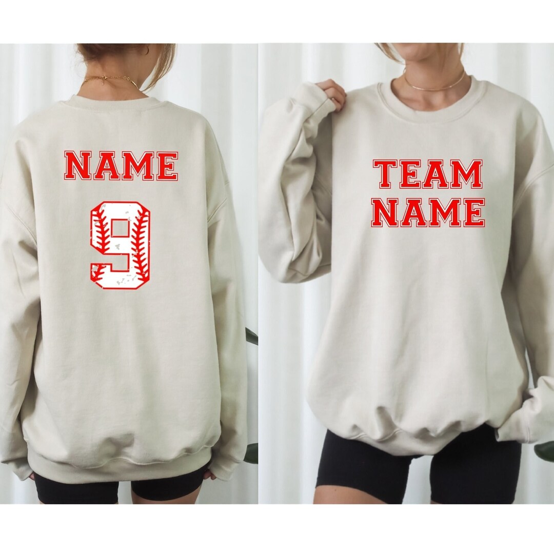 Custom Name, Team, Number Sweatshirts, Personalized Baseball Player ...
