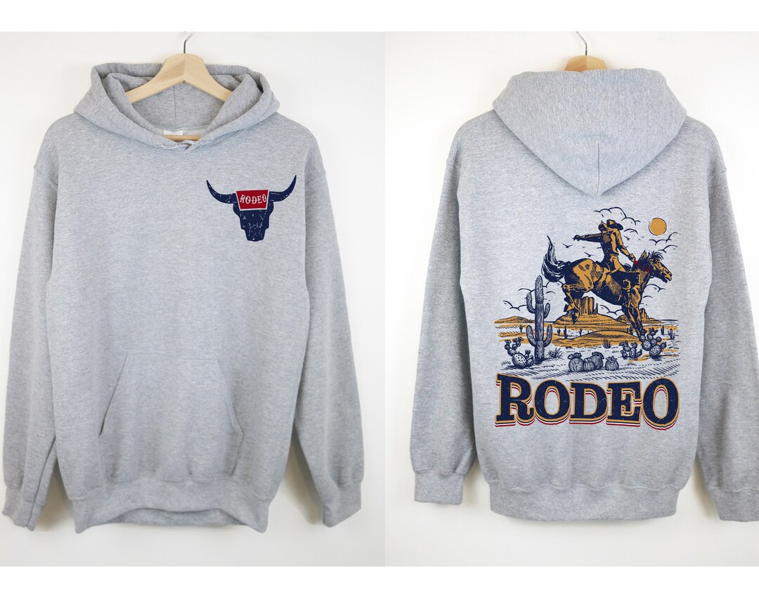 Western Rodeo Hoodie, Rodeo Gift, Cowboy Hoodie, Retro Cowboy Hoodie ...