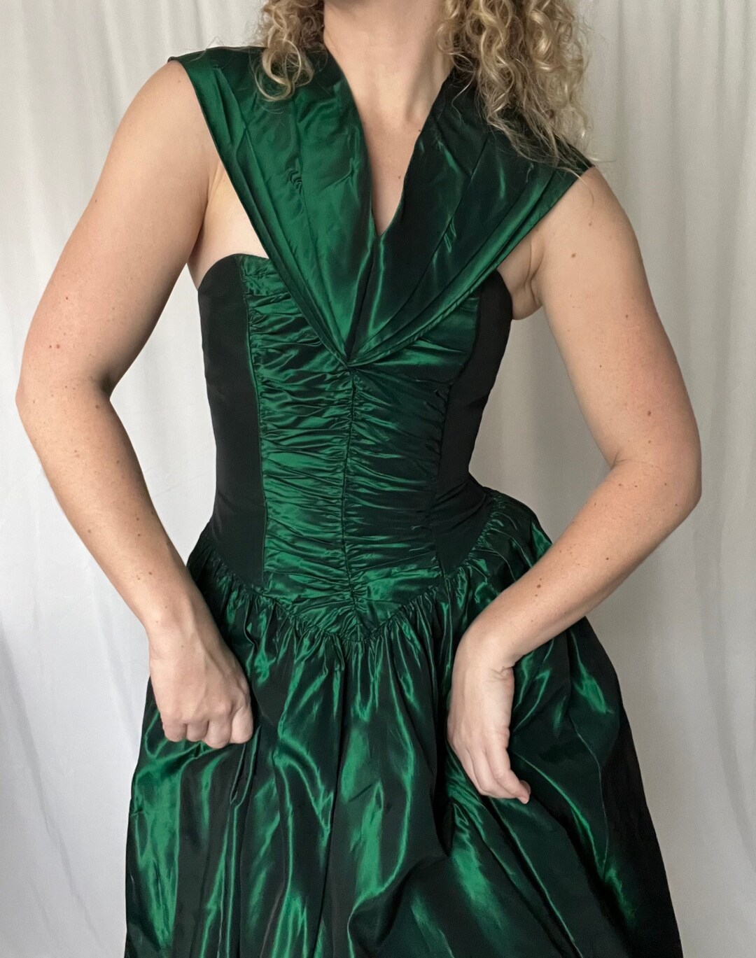 Jessica Mcclintock (original Tag Cut) Emerald Green Vintage Party Dress ...