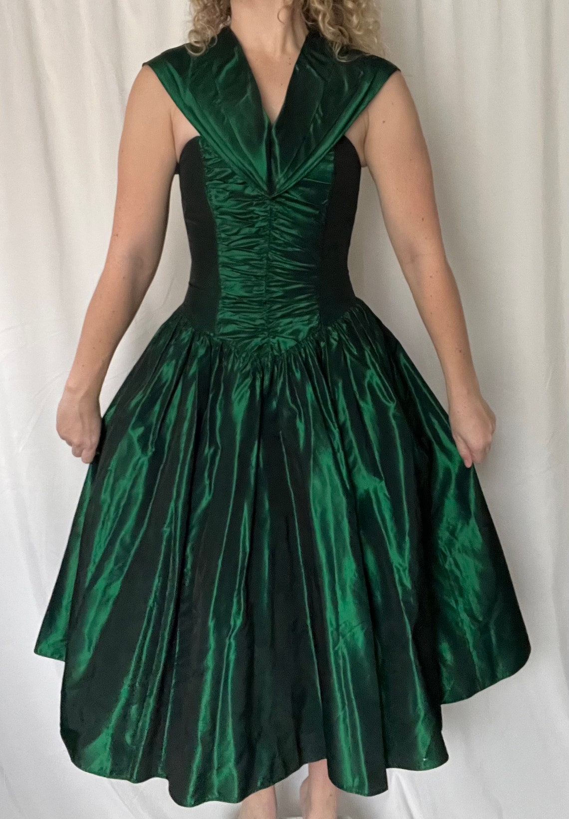 Jessica Mcclintock original Tag Cut Emerald Green Vintage Party Dress ...