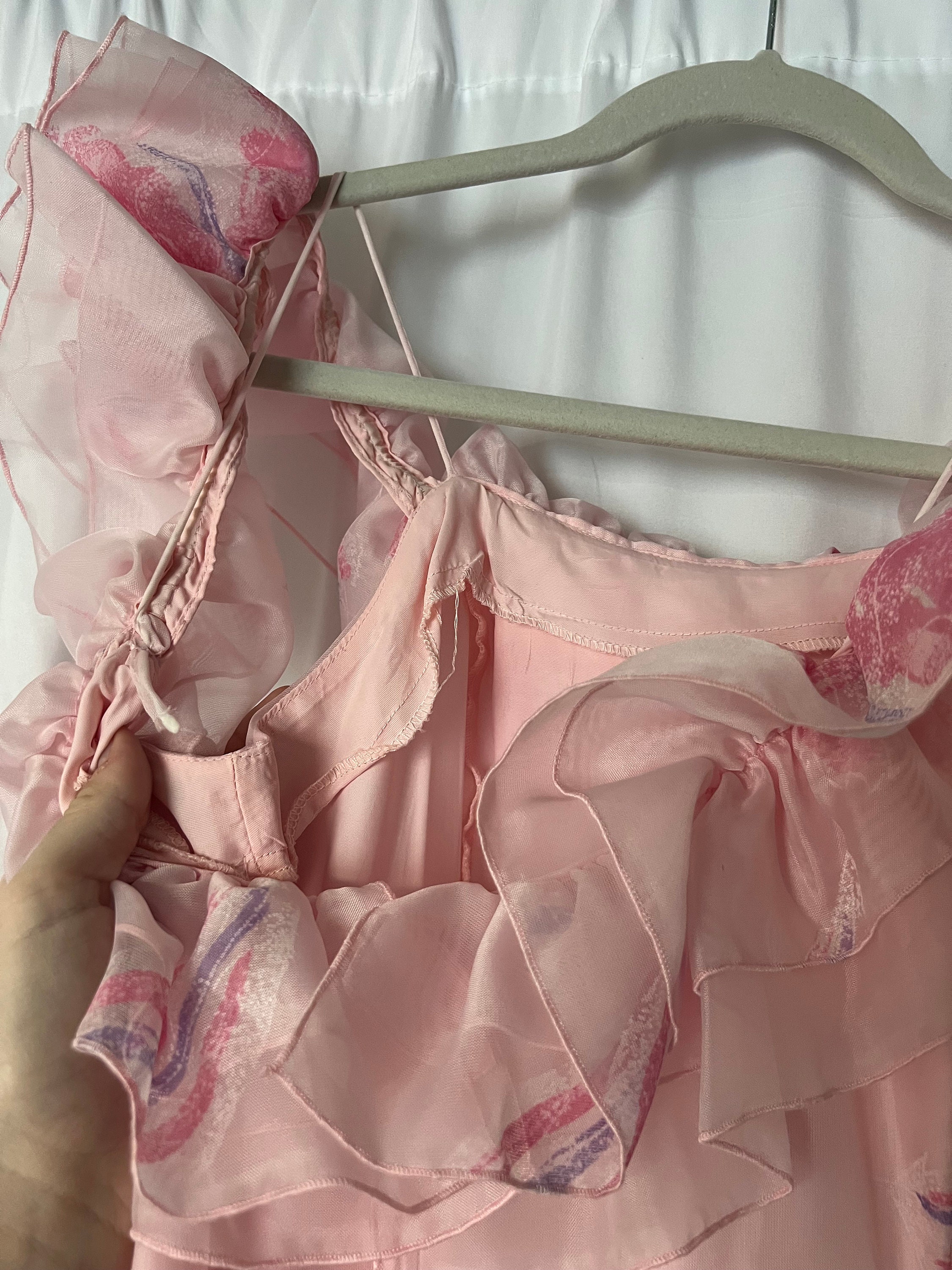 Feather Print Frilly Dress - Etsy