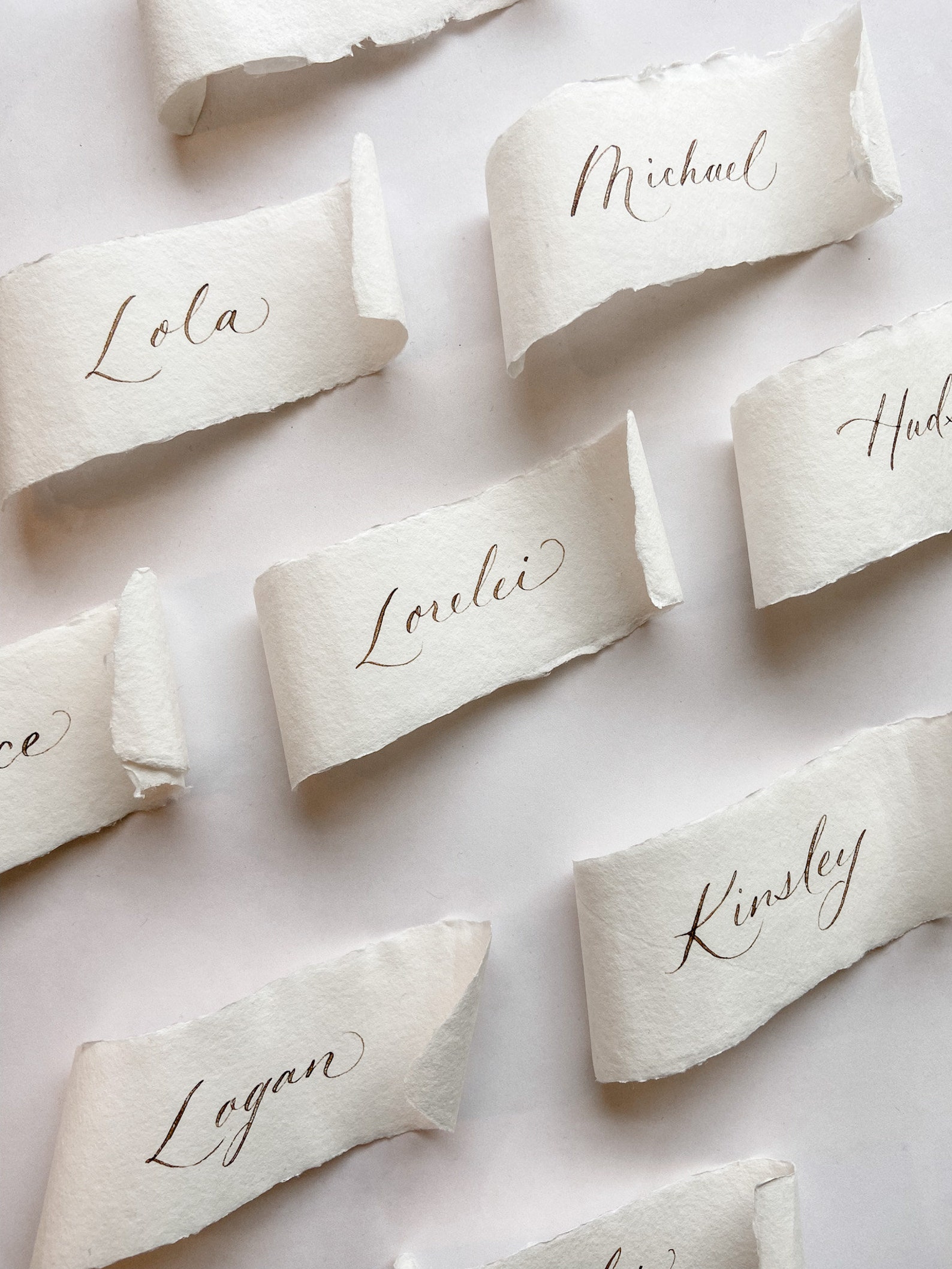 Calligraphy Wedding Place Cards - Deckled Edge Handmade Paper Scroll - Etsy
