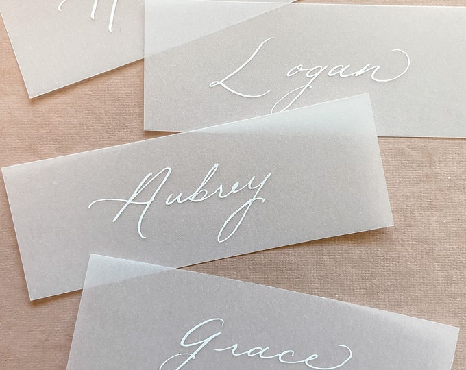 Menu Name Tags Vellum Translucent Custom Any Size Hand Calligraphy ...