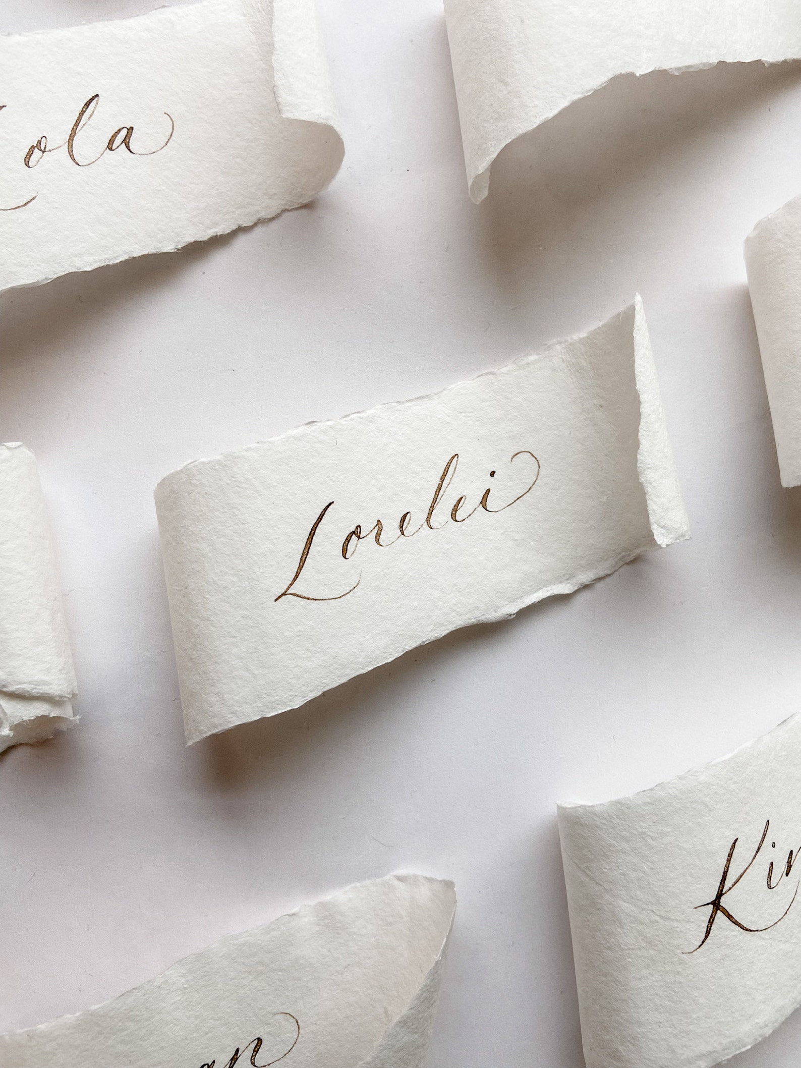 Calligraphy Wedding Place Cards - Deckled Edge Handmade Paper Scroll - Etsy