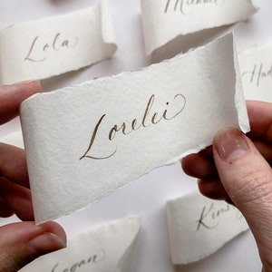 Calligraphy Wedding Place Cards - Deckled Edge Handmade Paper Scroll - Etsy