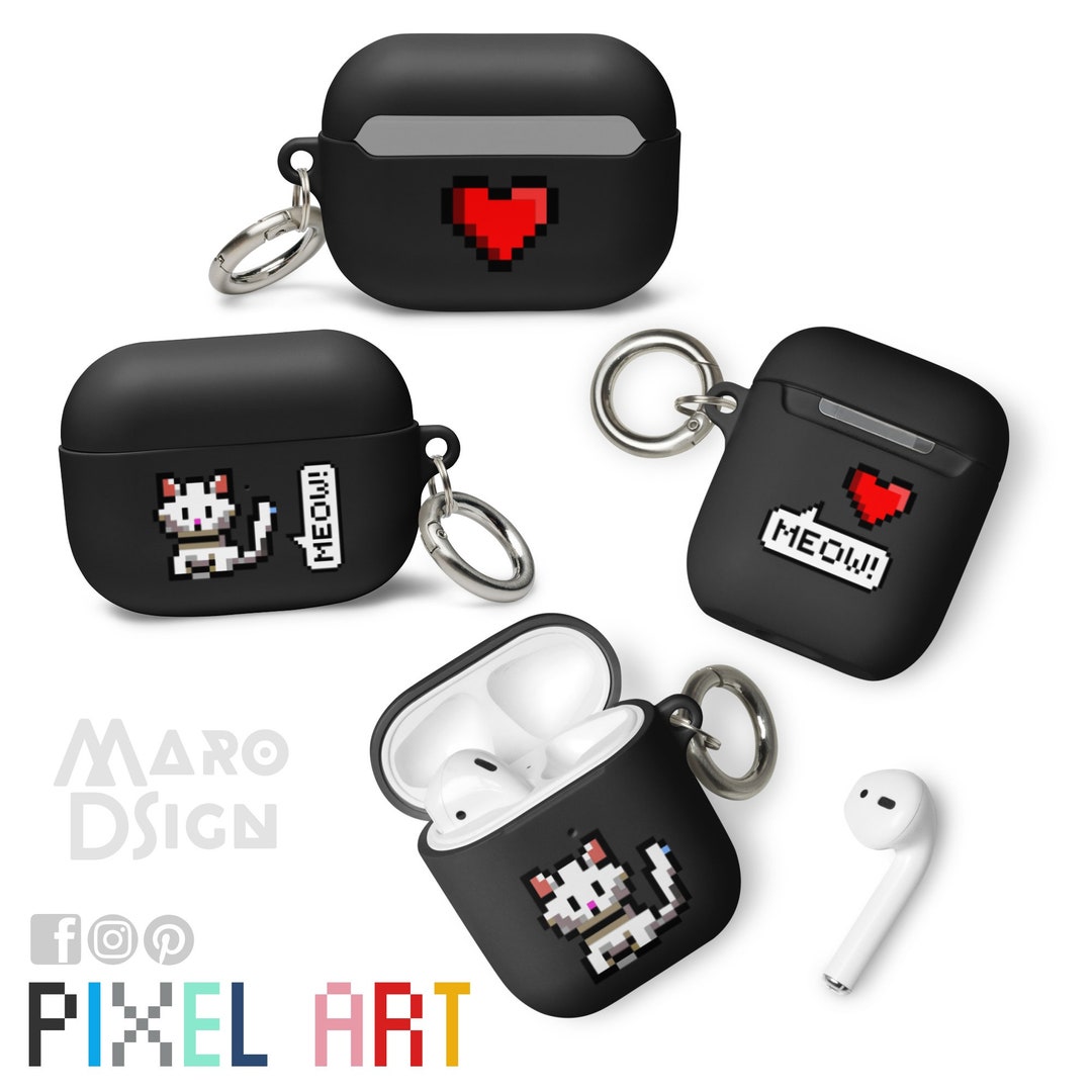 Pixel Kitty Airpod Case Cute Kitty Airpods Case Wireless - Etsy