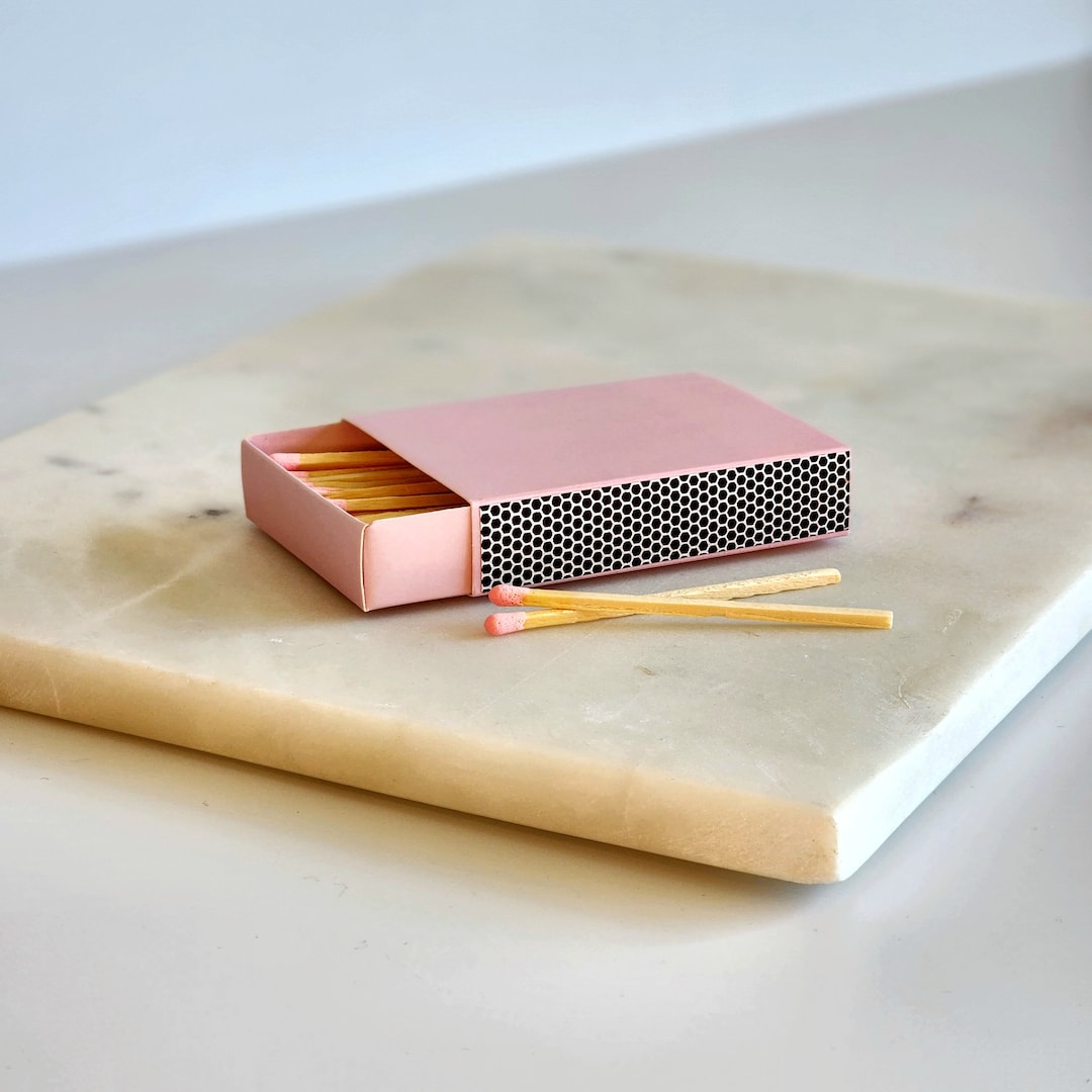 Three Inch Pink Matches Glass Cloche Pink Match Refill Pink Match Box ...