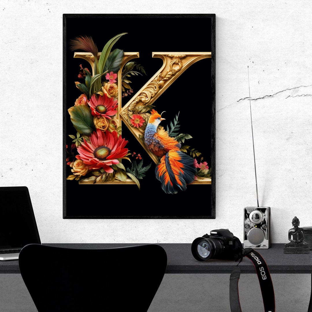 Letter K With Flowers, Beautiful Letter K, Printable Letter K, Letter K ...