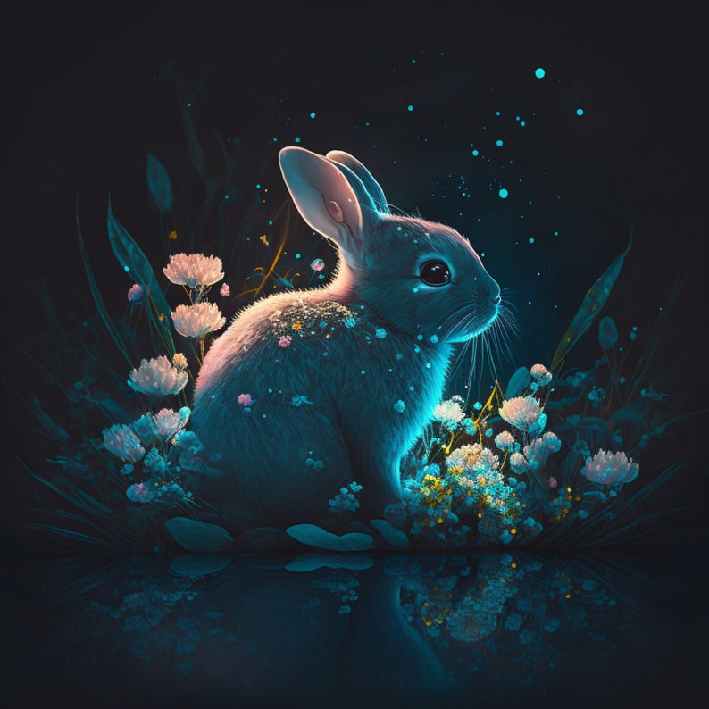 Rabbit AI Digital Fantasy Art Unreal Art Fantasy Poster - Etsy