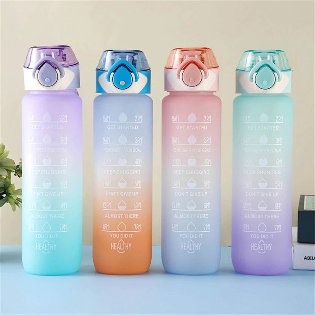 1 Liter Time Scale Bar Design, Leak Proof Gradient Color Water Bottle ...