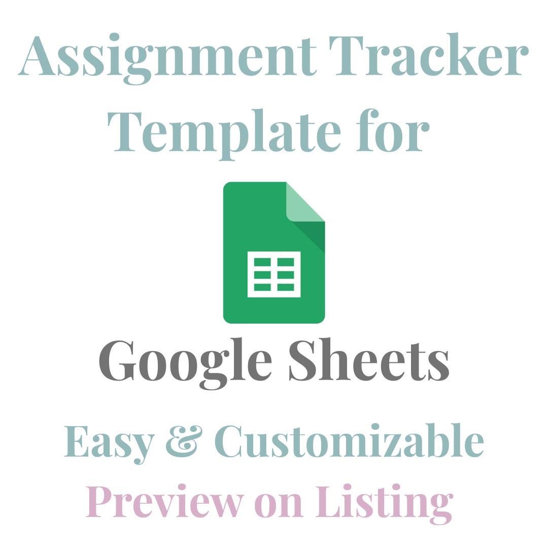 Customizable Assignment Tracker | Google Sheets - Etsy