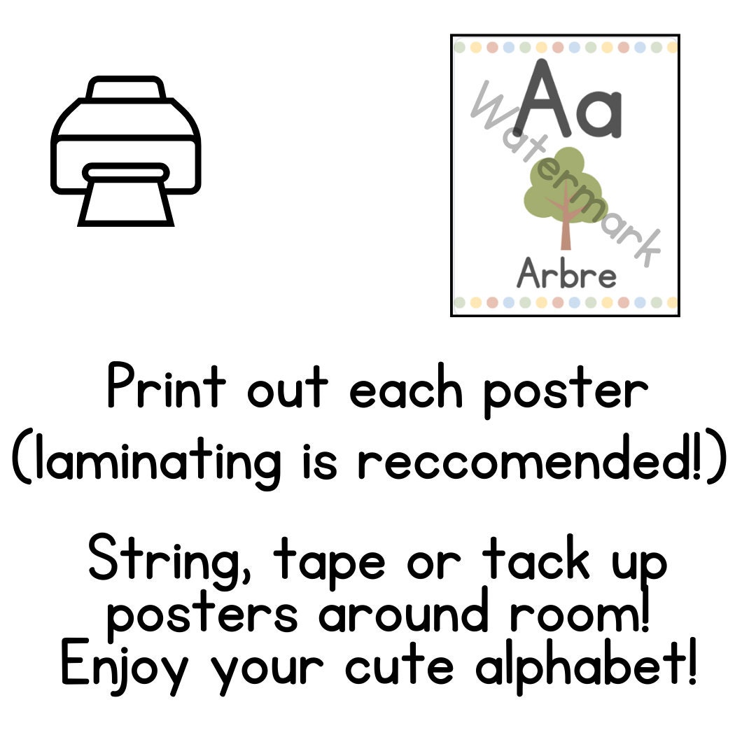 Pastel French Alphabet Poster Digital Download - Etsy