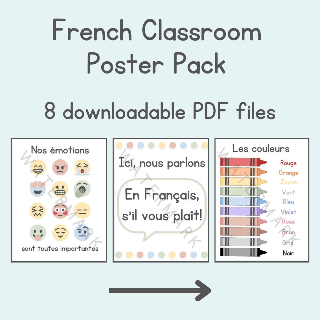 French Classroom Pastel Poster Pack - Etsy