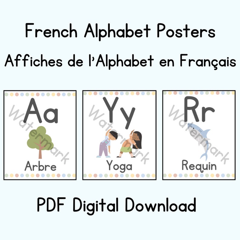 Pastel French Alphabet Poster Digital Download - Etsy