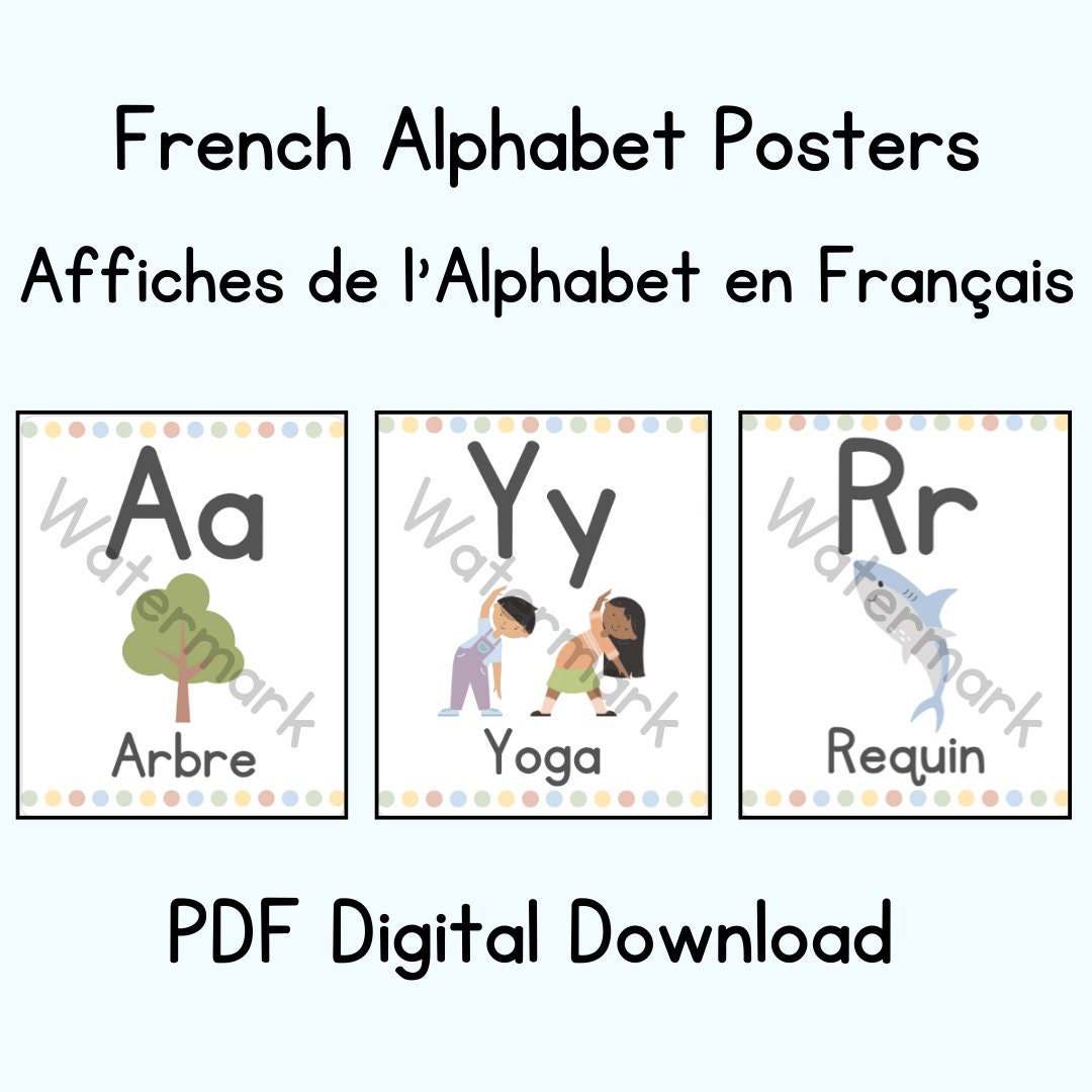 Pastel French Alphabet Poster Digital Download - Etsy