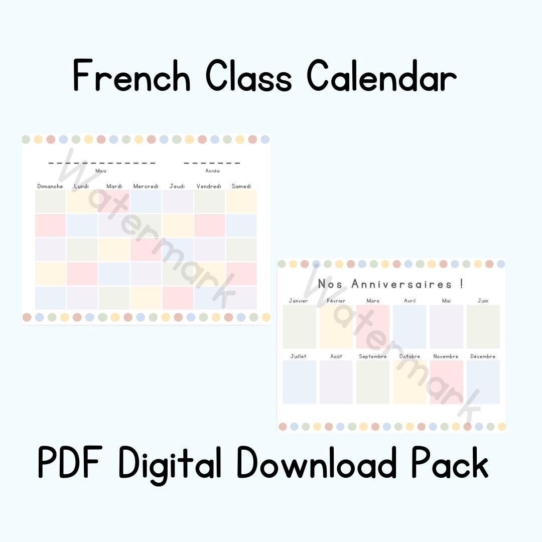 French Classroom Calendar Pack | Birthdays | Calendrier Et ...