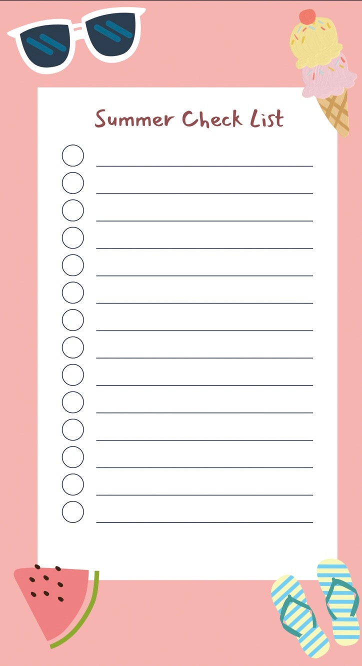 Summer Checklist - Etsy
