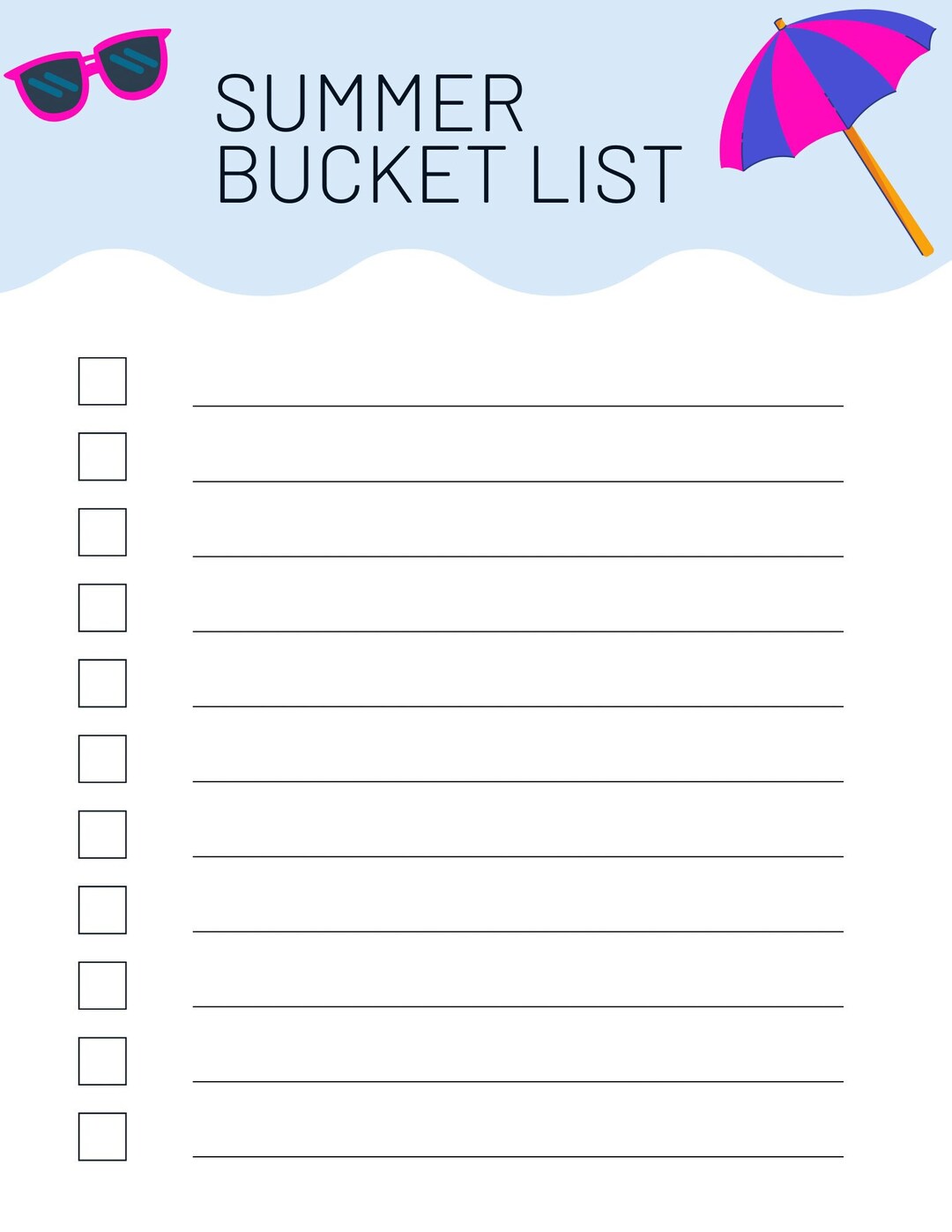 Summer Bucket List - Etsy