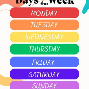 Days of the Week Printable Worksheet, Learning at Home, Helpful - Etsy