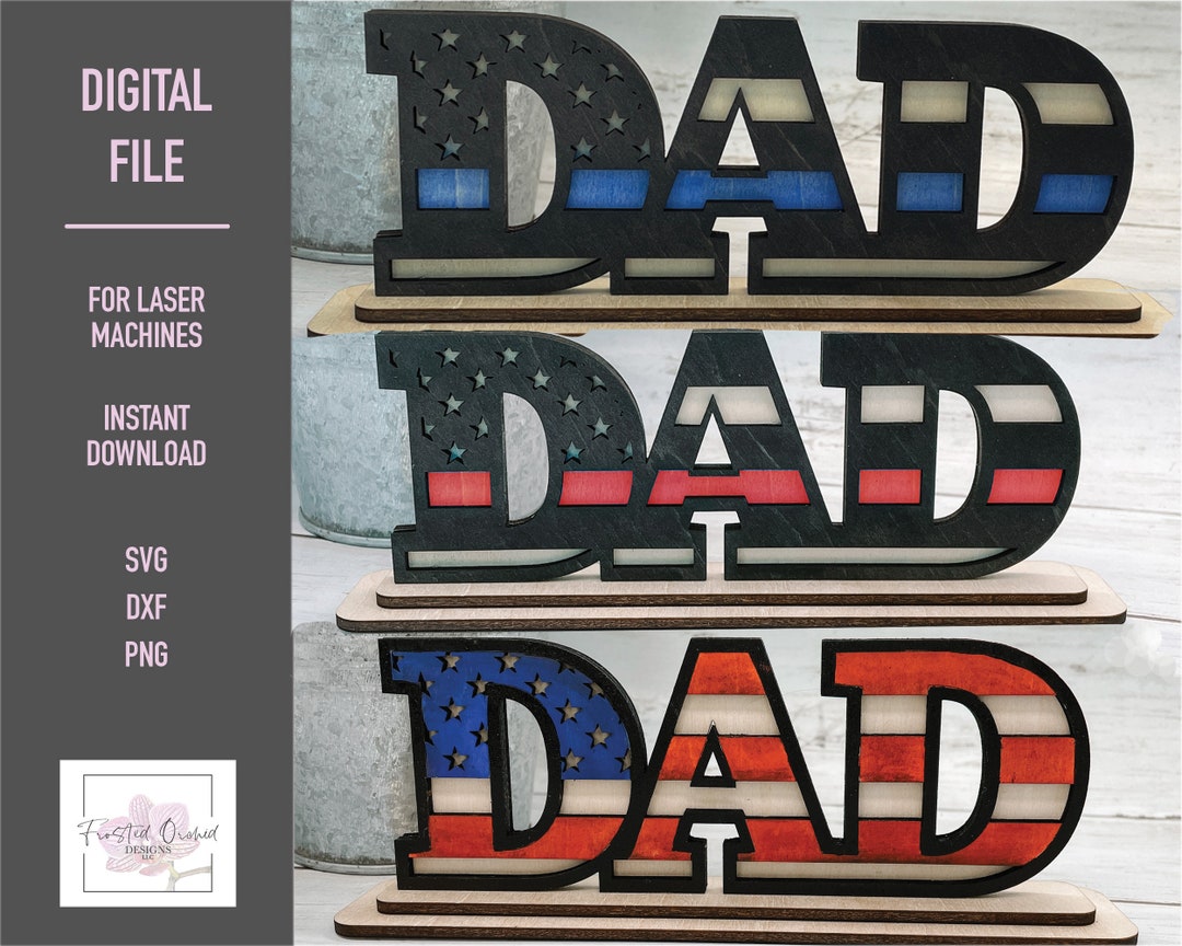 Father's Day Dad Flag SVG: First Responder Laser Cut File (digital ...