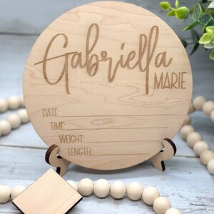 Baby Name Sign, Birth Stats Wooden Sign, 2 Sided Announcement ...