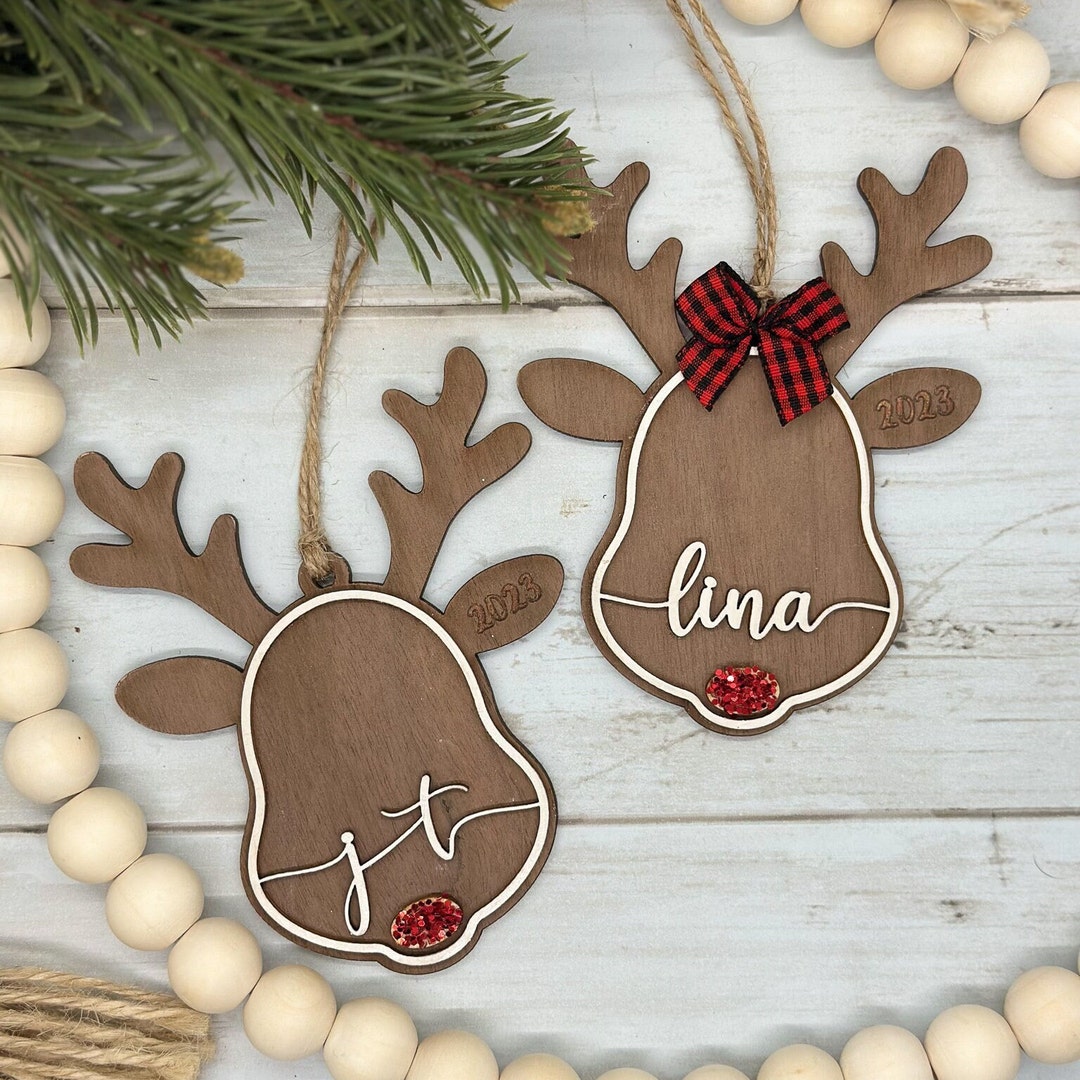 Personalized Reindeer Ornament, Personalized Ornaments, Custom Reindeer ...