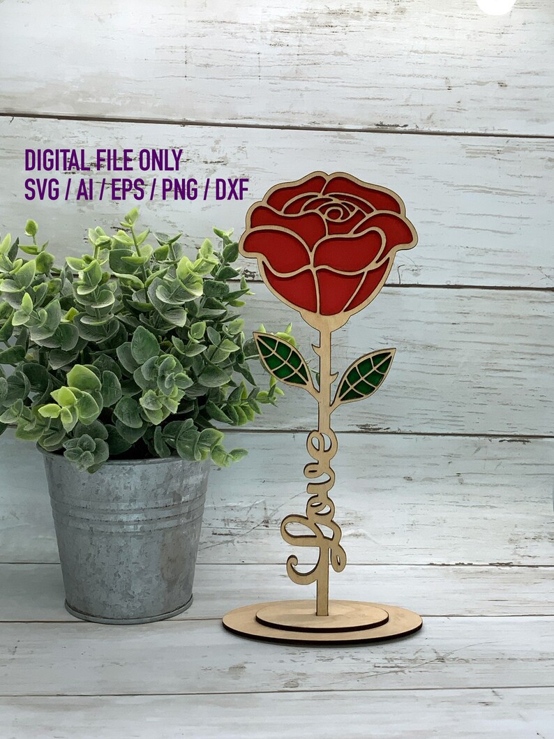 Laser Cut Rose Valentine's Day Gift Digital Laser Cut Rose File - Etsy