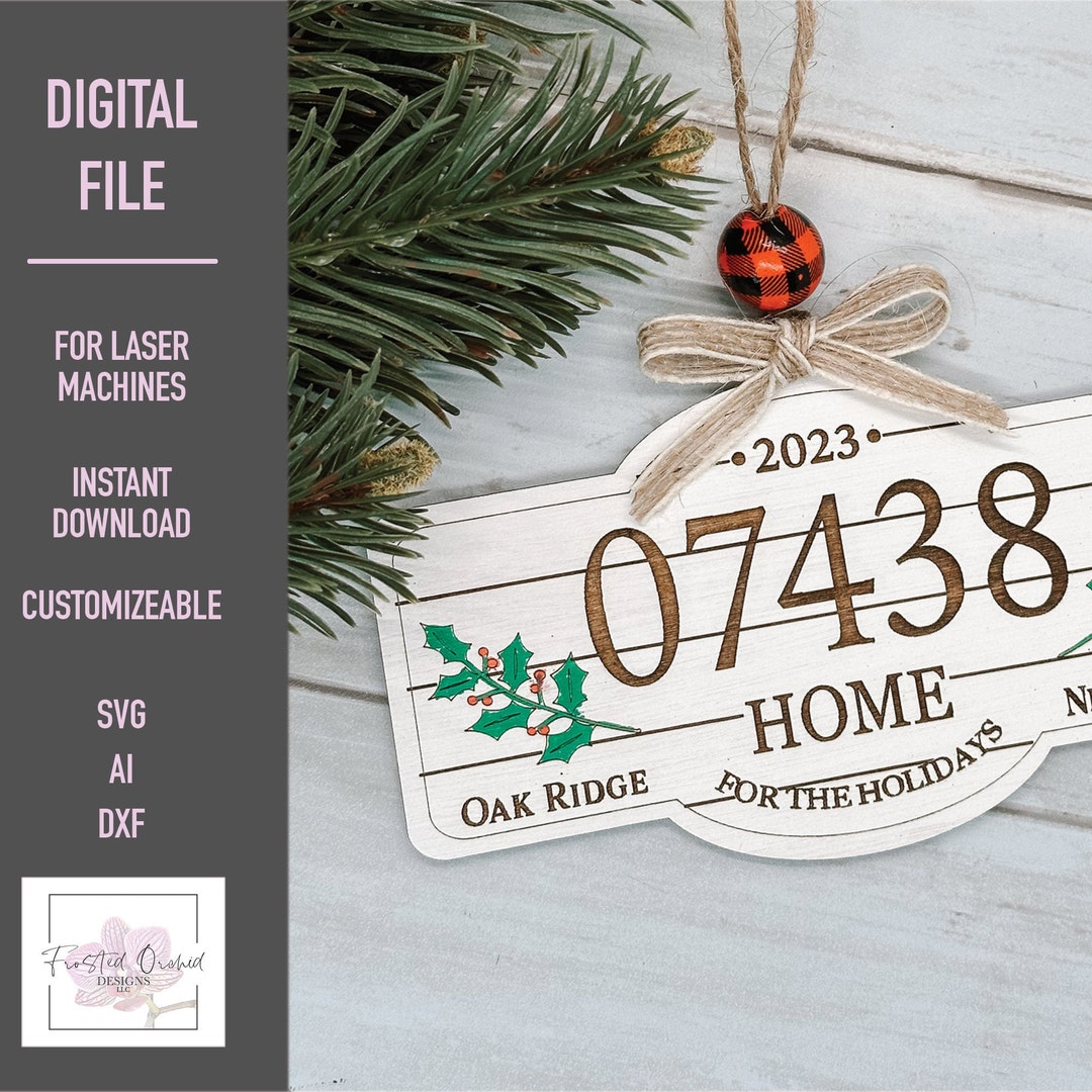 Farmhouse Zip Code Ornament Laser Cut File: Shiplap SVG (digital ...
