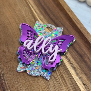 Custom Butterfly Tumbler Name Tag 20, 30 or 40 Oz, Glitter Name Topper ...