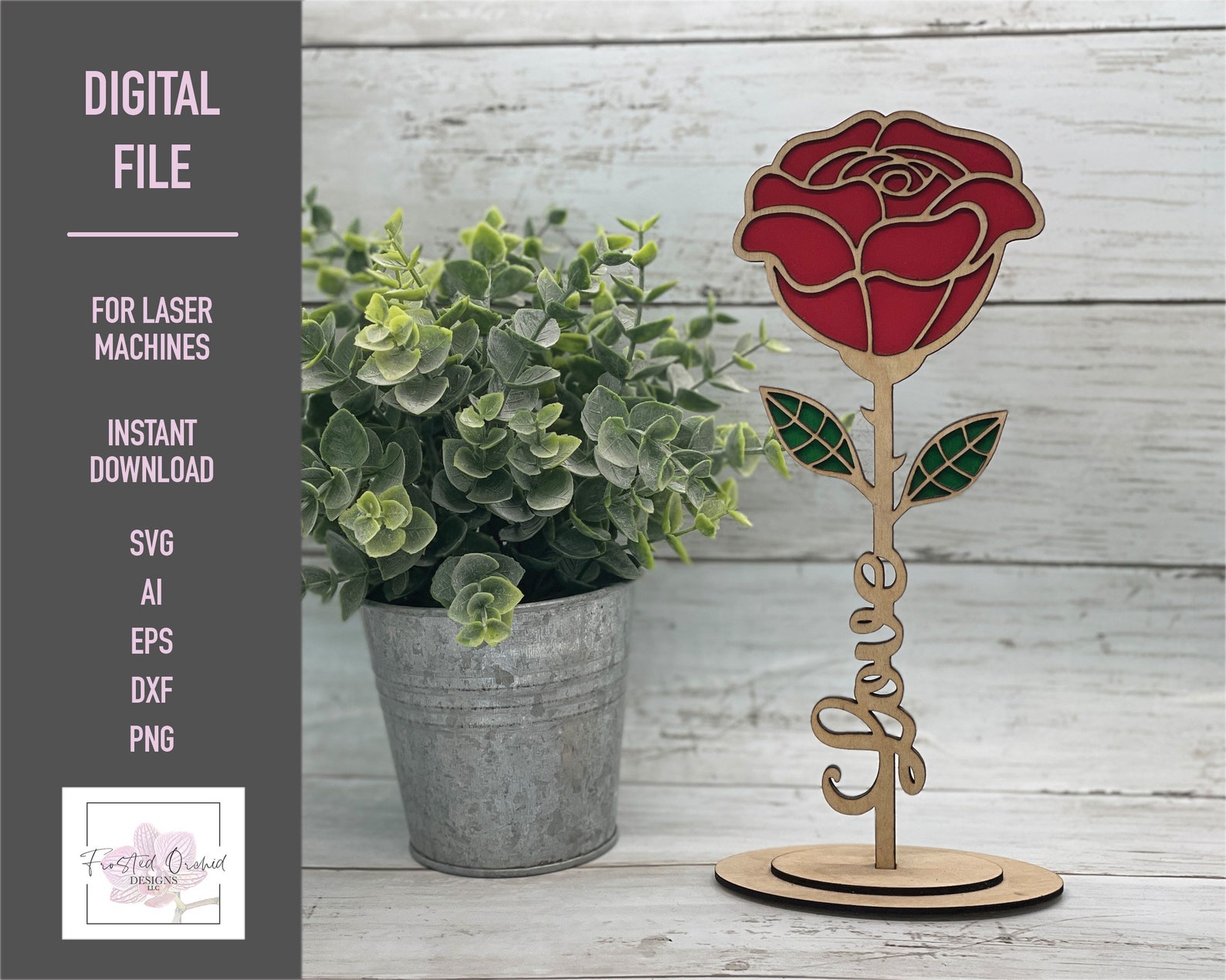 Laser Cut Rose Valentine's Day Gift Digital Laser Cut Rose File - Etsy