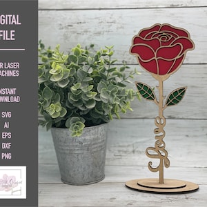 Laser Cut Rose Valentine's Day Gift Digital Laser Cut Rose File - Etsy