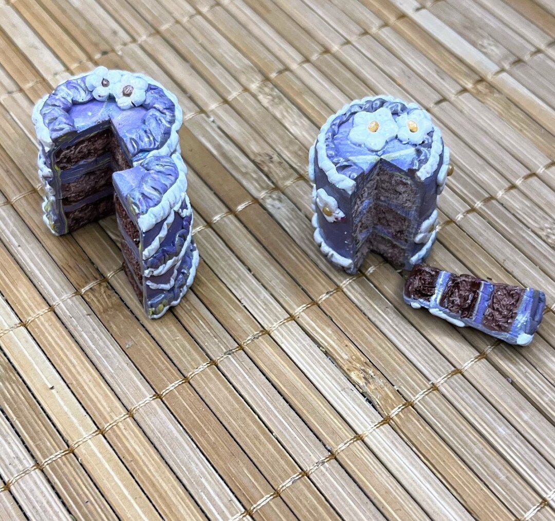 Purple Flower Power - Two Miniature Clay Cakes - Etsy
